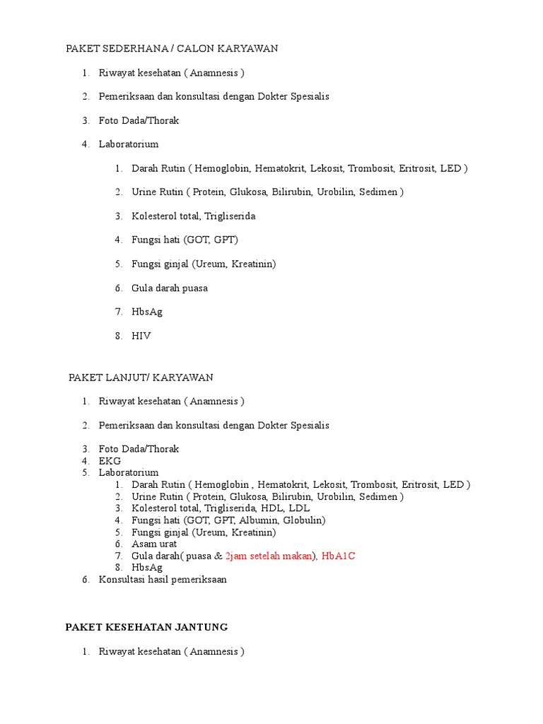 Paket Lab Klinik Citra Husada | PDF
