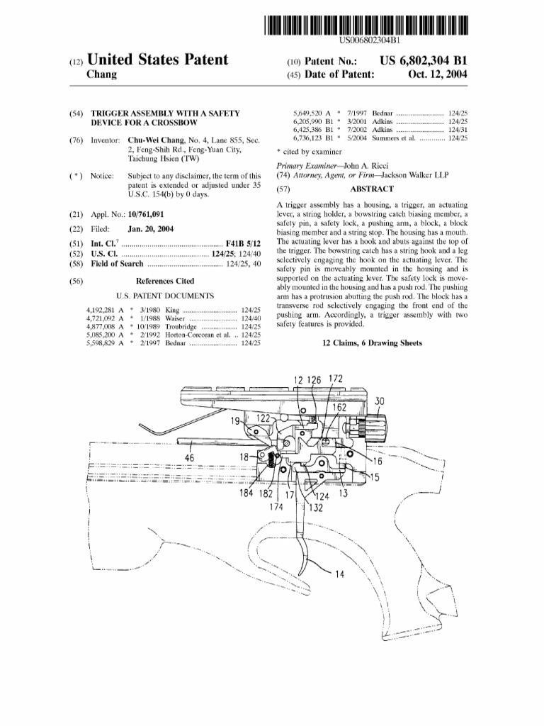 Trigger Assembly With A Safety Device For A Crossbow | PDF | Bow And ...
