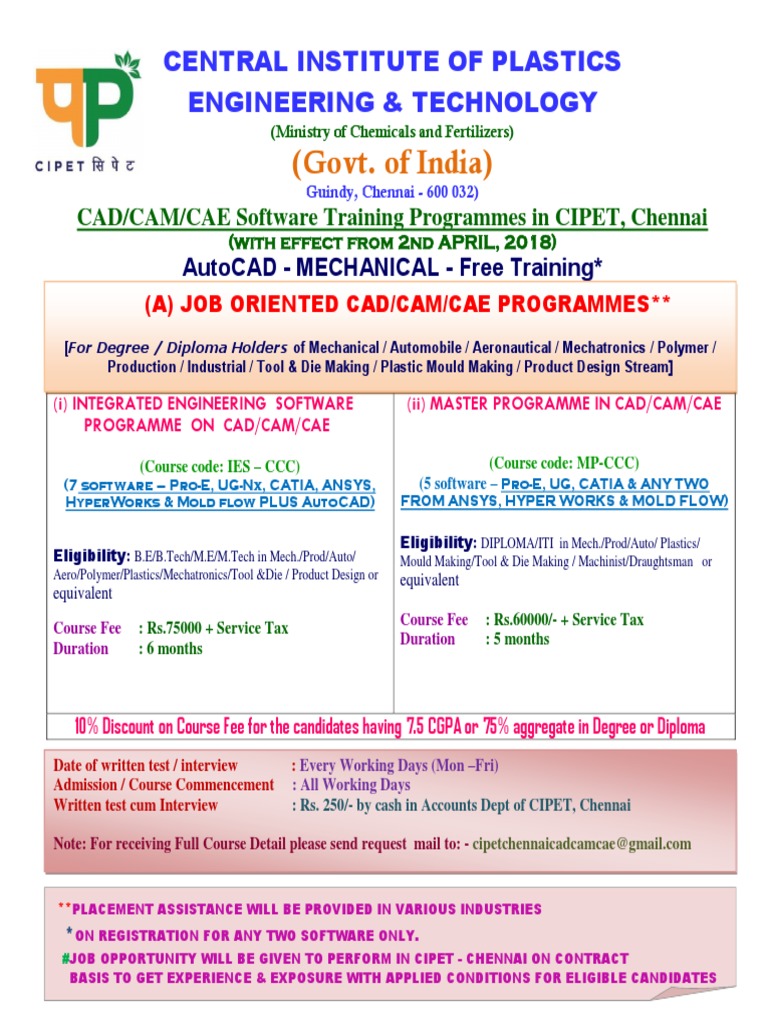 Cipet Cadcamcae Centre Chennai | PDF | Computer Aided Design | Sheet Metal