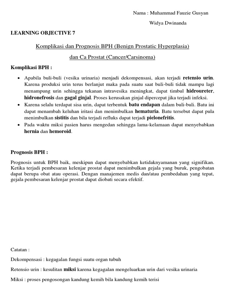 Komplikasi dan Prognosis Prostat | PDF