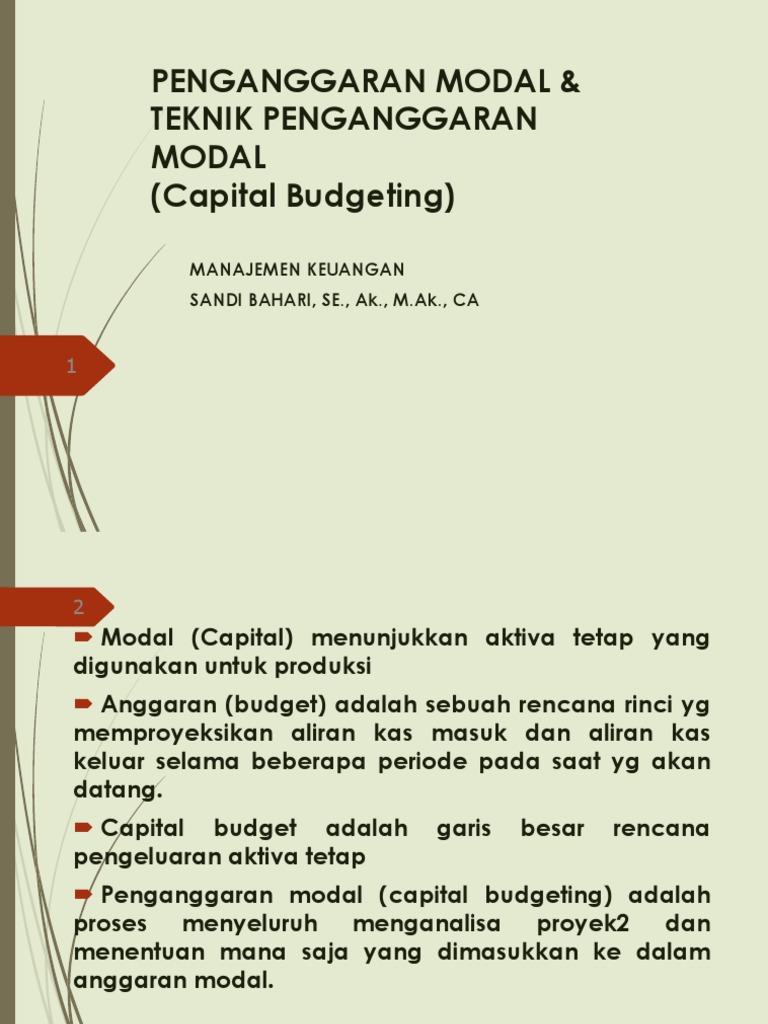 Penganggaran Modal & Teknik Penganggaran Modal - 8 | PDF