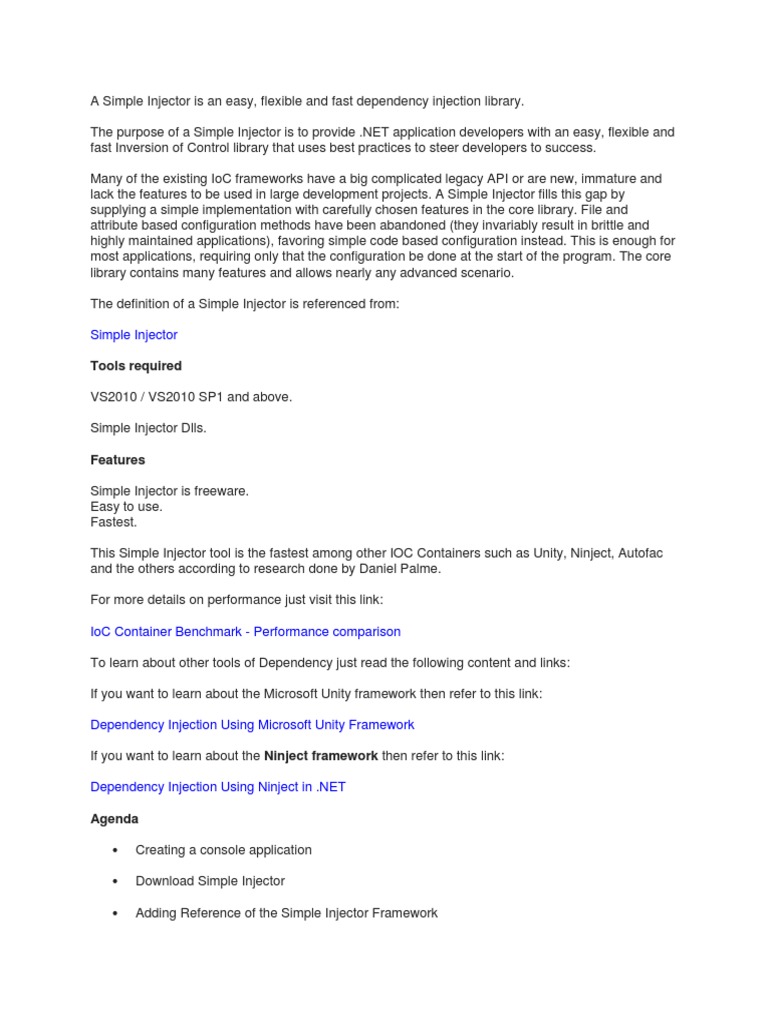 Simple Injector: Quick Start Guide | PDF | Constructor (Object Oriented ...