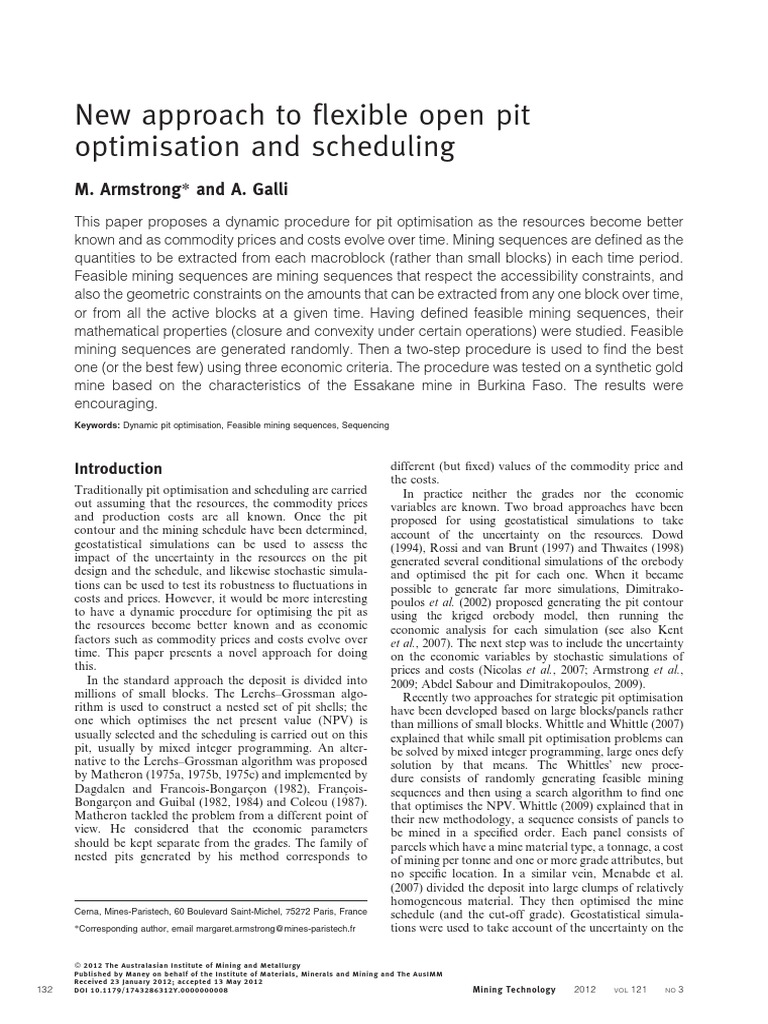 New Approach To Flexible Open Pit Optimisation and Scheduling | PDF | Mathematical Optimization ...