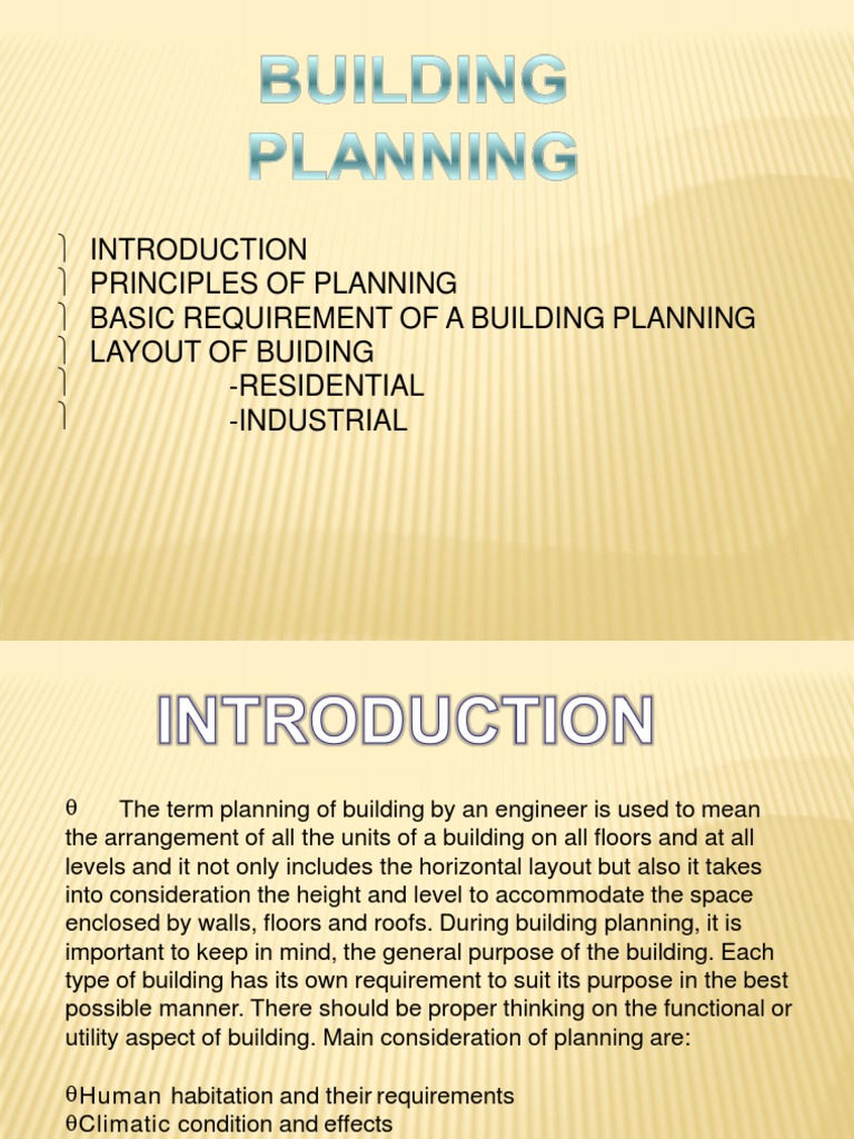 Principles of Planning Basic Requirement of A Building Planning Layout ...