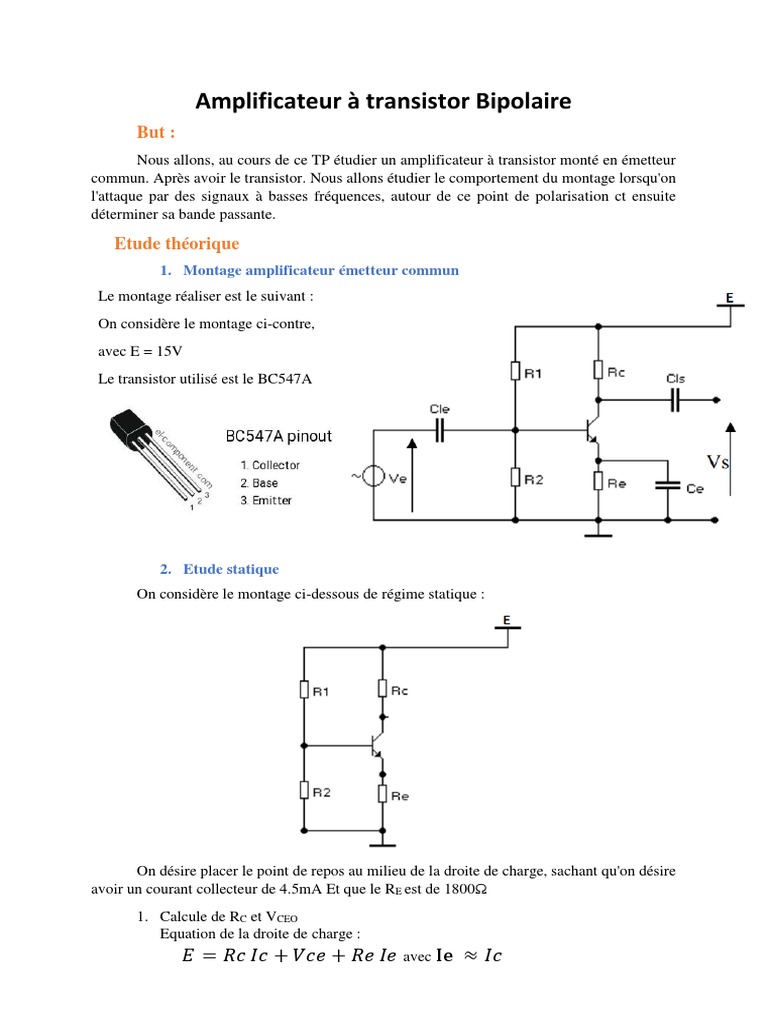 TP Amplificateur à Transistor Bipolaire | Impédance (électricité) | Amplificateur électronique