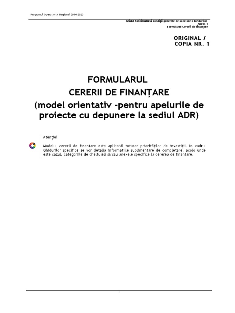 Cerere de Finantare | PDF