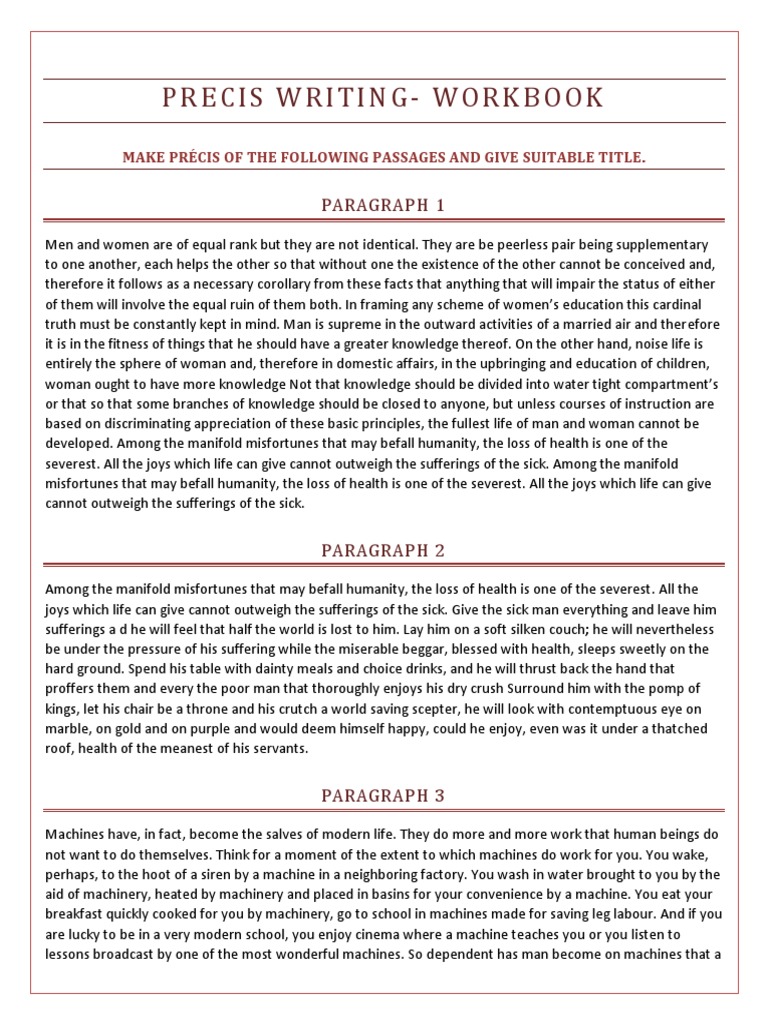 💣 Precis writing passages with solutions. Precis writing passages with ...