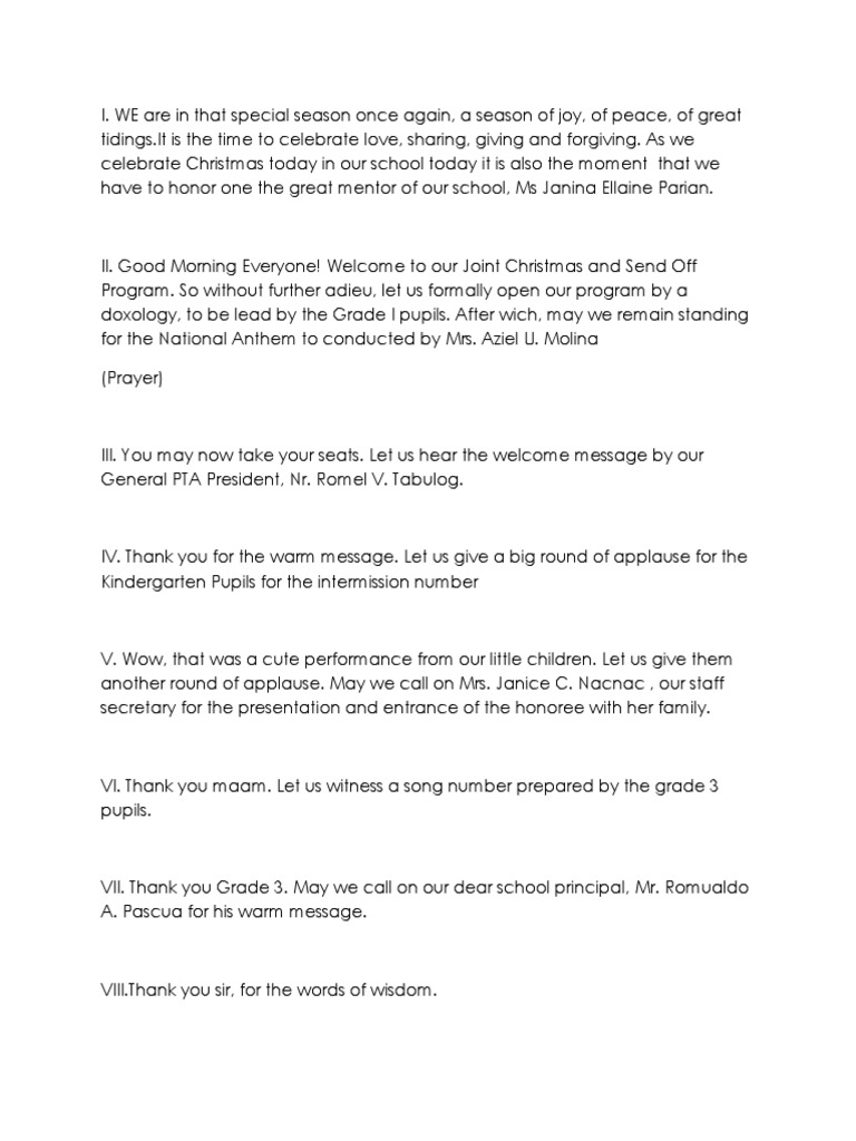 Christmas Program Emcee Script. | PDF