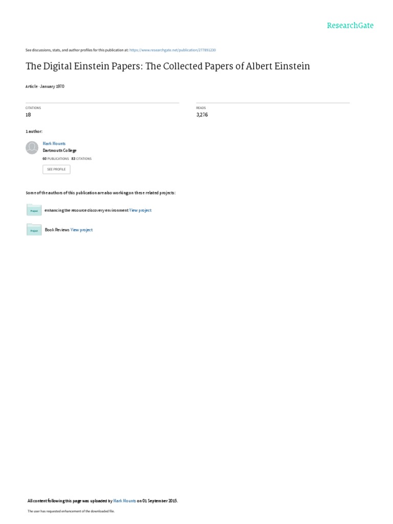 The Digital Einstein Papers: The Collected Papers of Albert Einstein ...