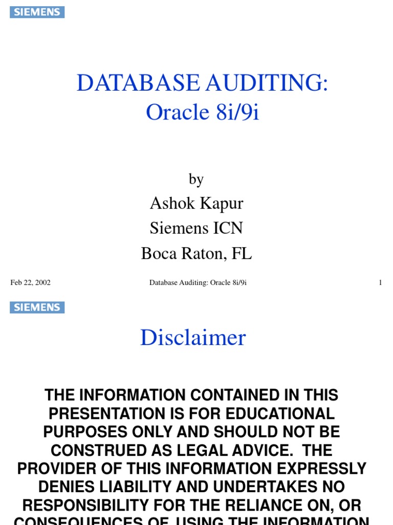 Database Auditing Pdf Oracle Database Databases