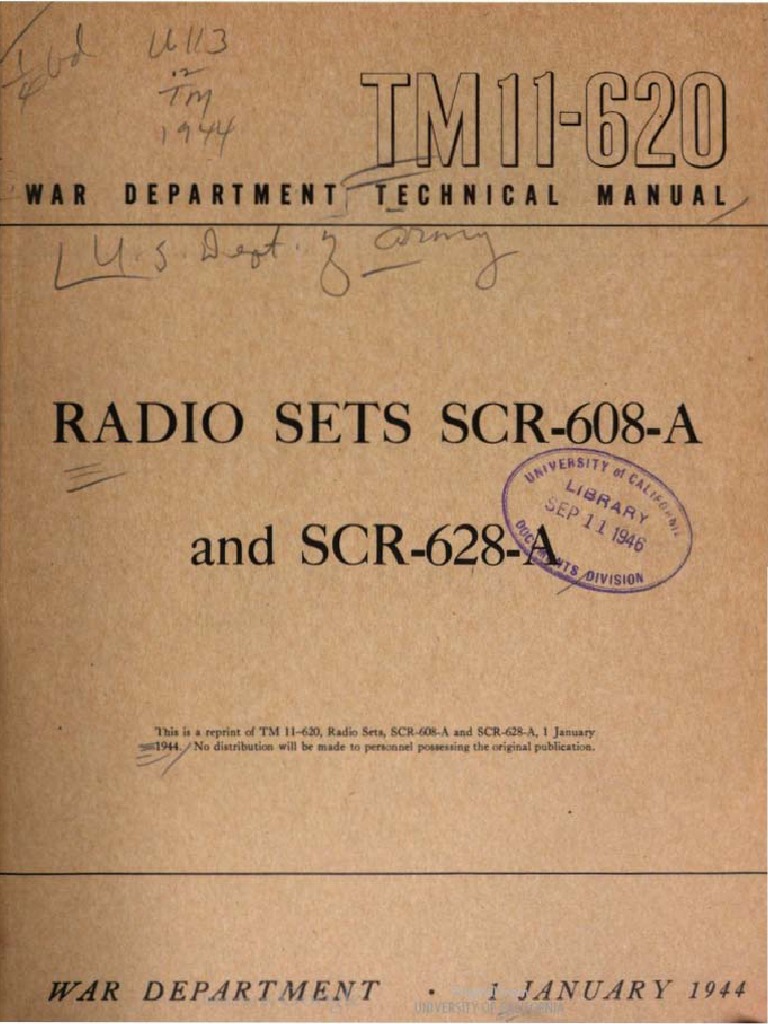 Technical Manual for Radio Sets SCR-608/A and SCR-628/A | PDF