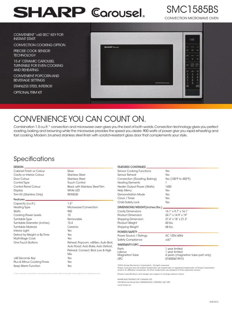 CONVECTION MICROWAVE OVEN SMC1585BS Manual | PDF | Oven | Home