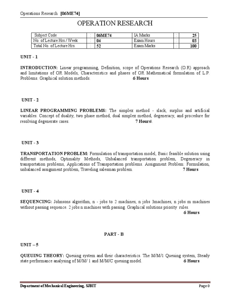 Operation Research Notes | PDF | Mathematical Optimization | Linear ...