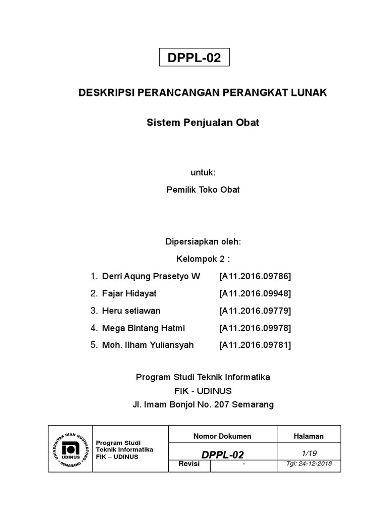 SKPL-OO Sistem Penjualan Obat - Udinus | PDF