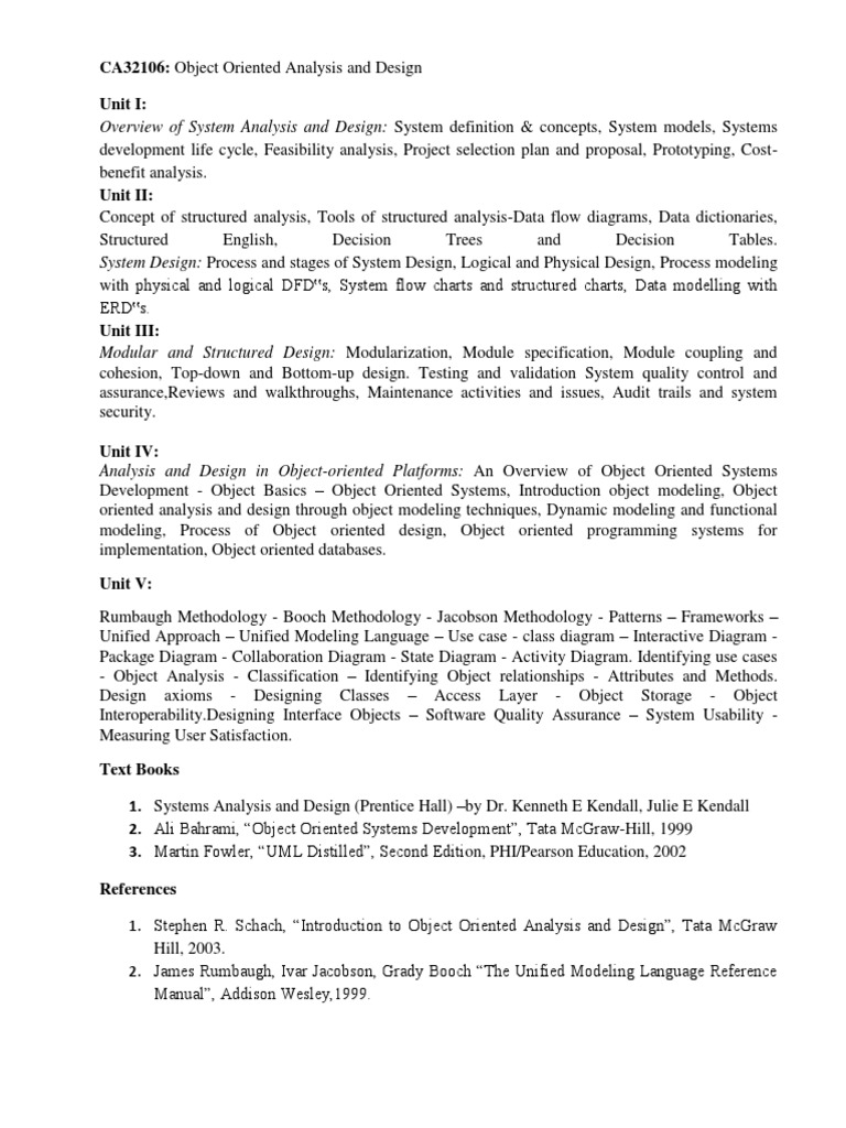 OOAD Syllabus | PDF | Object (Computer Science) | Unified Modeling Language