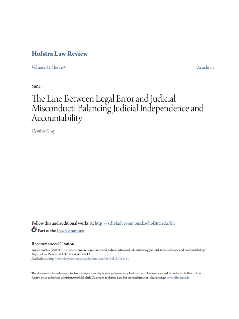 Balancing judicial independence and accountability when legal errors ...