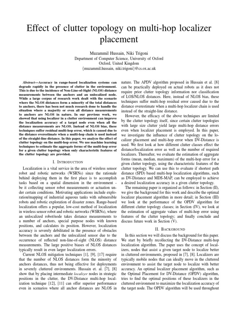Effect of Clutter Topology On Multi-Hop Localizer Placement | PDF | Mathematical Concepts ...