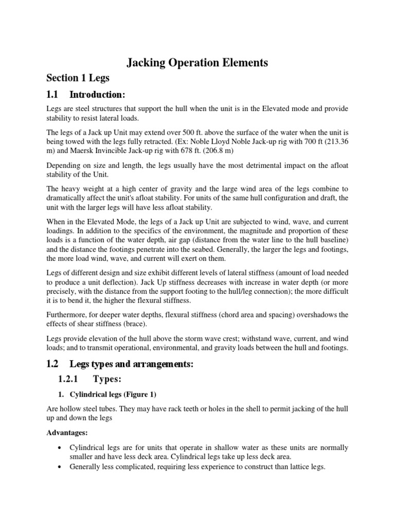 Jacking Operation Elements: Section 1 Legs | PDF | Truss | Bending