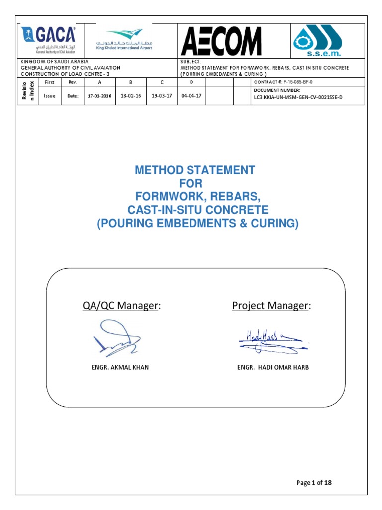 MS For Formwork, Rebars, & Cast-In-Situ Concrete Rev. D | PDF ...