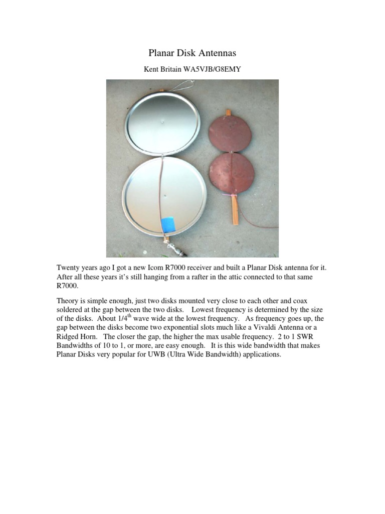 Planar Disk Antennas | PDF