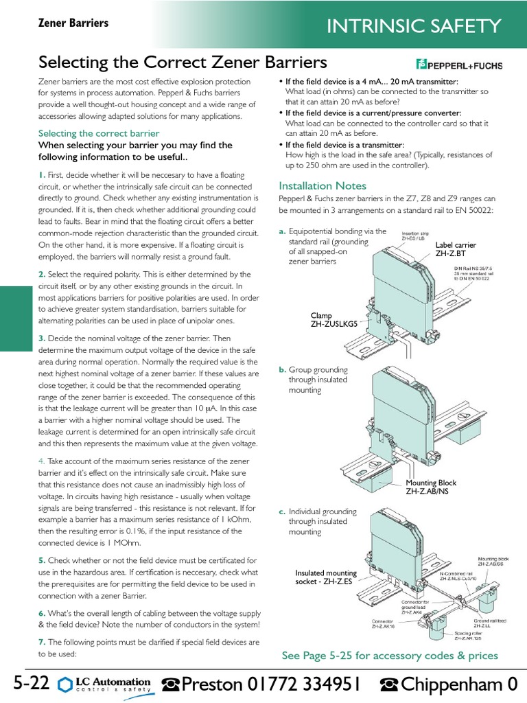 Selecting The Correct Zener Barriers: Intrinsic Safety | PDF | Electrical Connector | Electrical ...