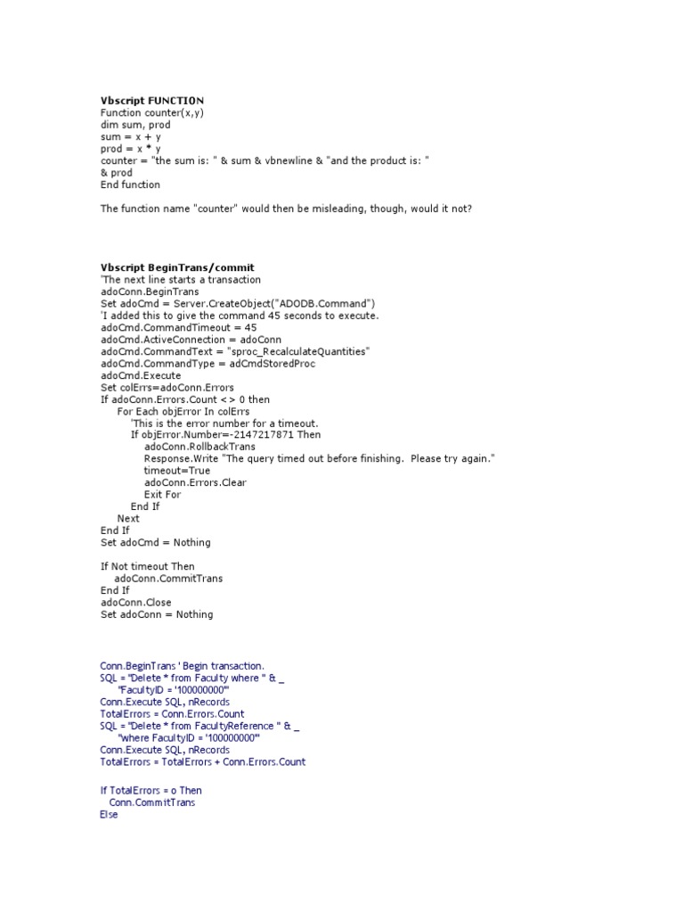 Vbscript | PDF | Databases | Data Management