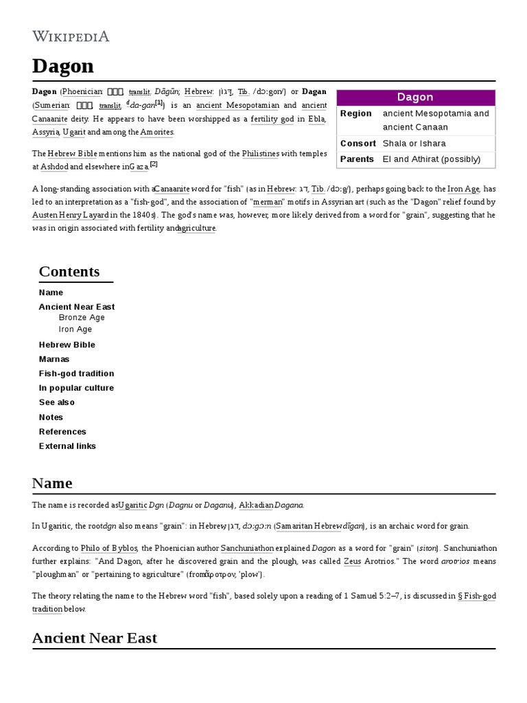 Dagon | PDF | Levantine Mythology | Ancient Near East Mythology