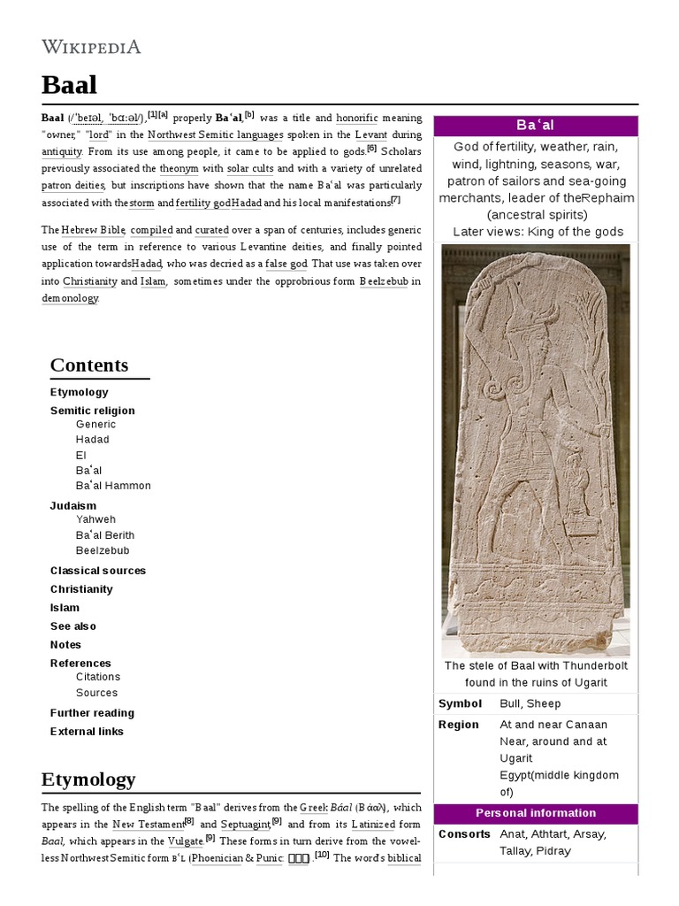 Baal | PDF | Deities | Mythology
