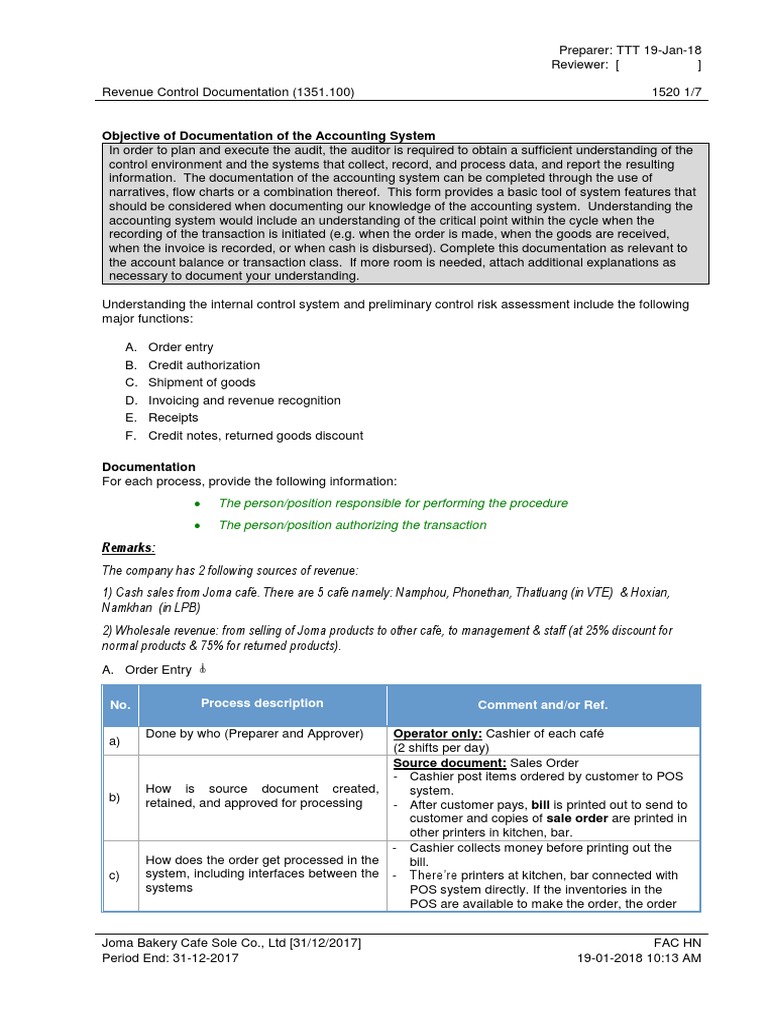 1351.100 Revenue Control Documentation (351.100) | PDF | Debits And ...