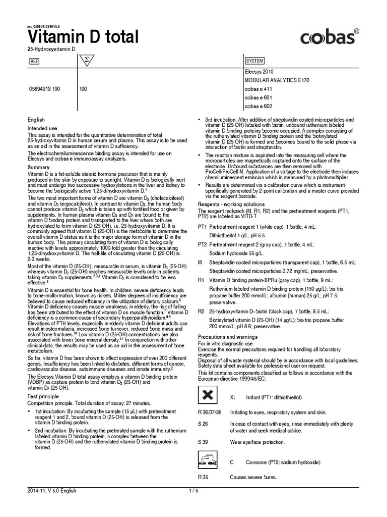 Insert - Vitamin D Total - Ms - 05894913190.V5.En | PDF | Detection ...