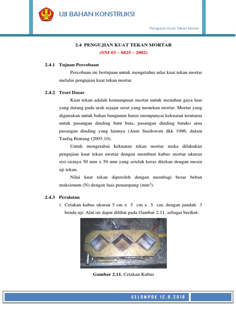 Kuat Tekan Mortar | PDF | Teknologi & Rekayasa
