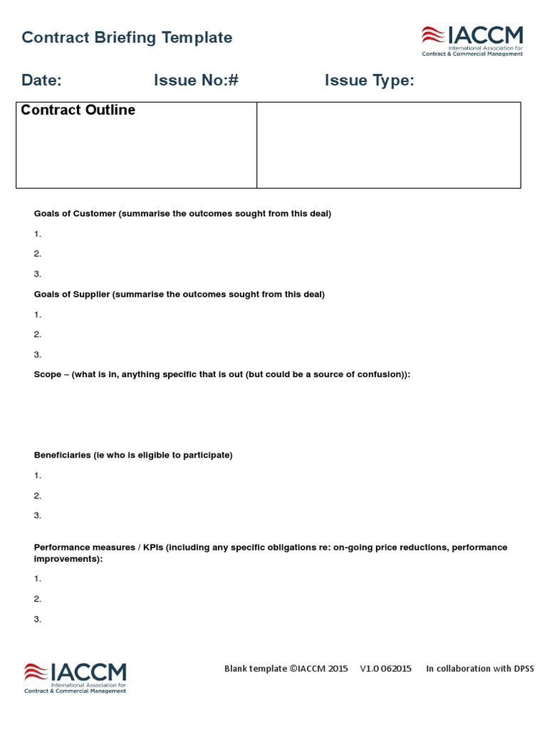 9026 Iaccm Template Contract Briefing v10 090615 | PDF | Economies ...