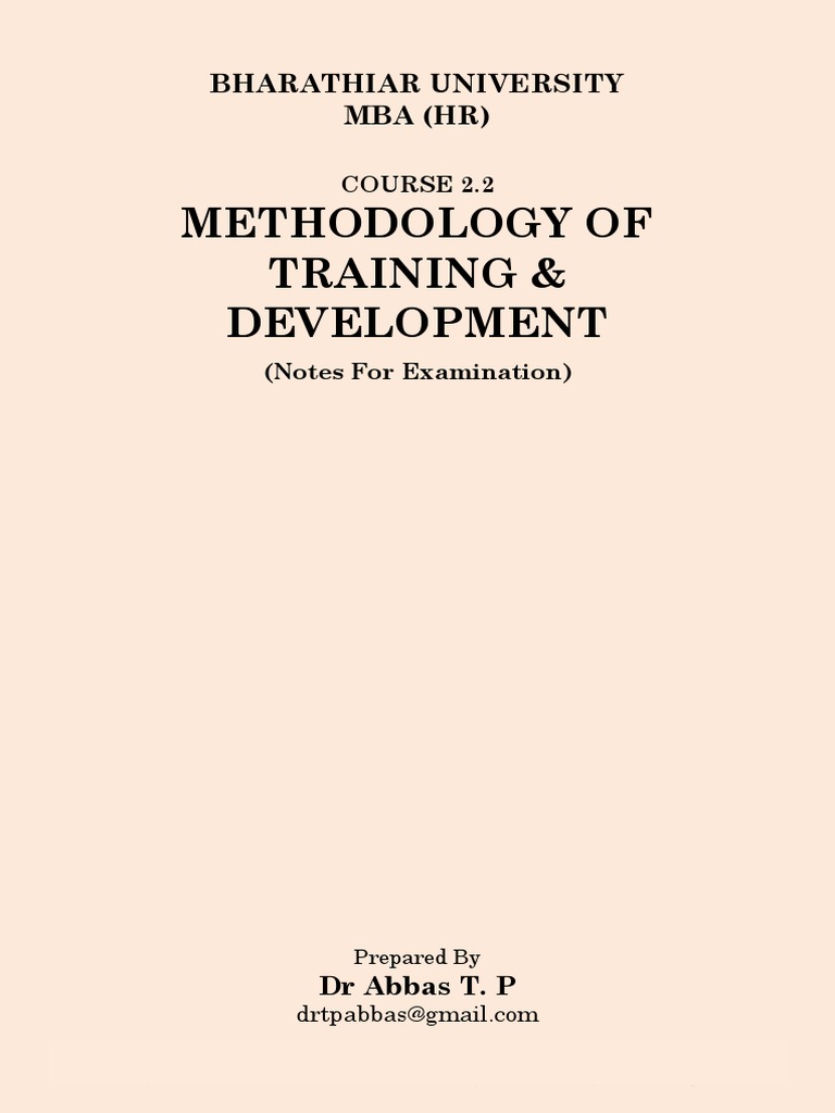 Methodology of Training & DevelopmentExamNotes | PDF | Performance ...