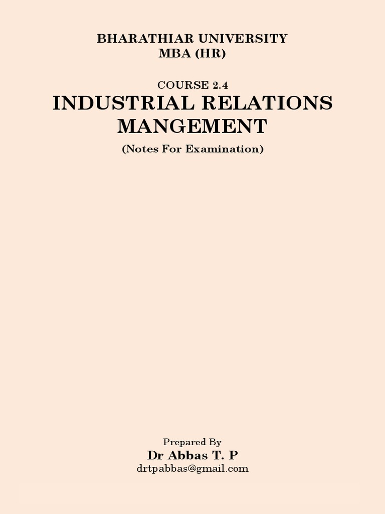 Industrial Relations Management Exam Notes | PDF | Trade Union | Strike ...