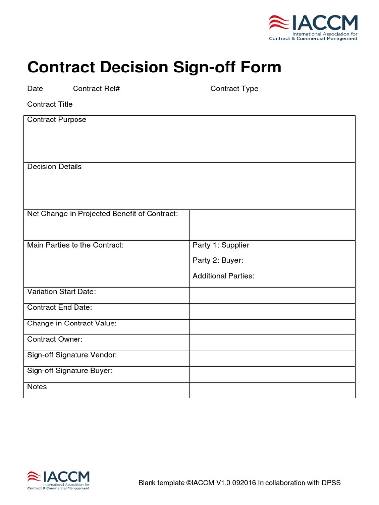 Contract Decision Sign-off Template | PDF