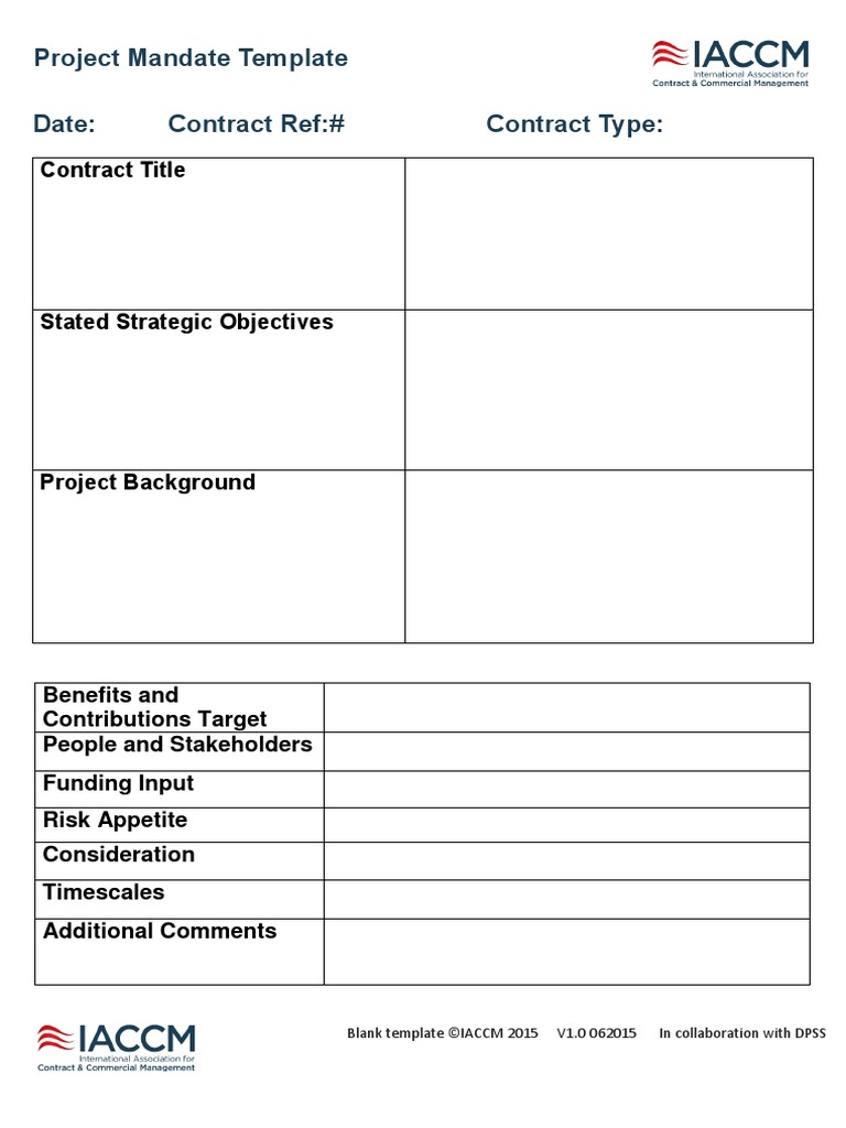 9026 Iaccm Template Project Mandate v10 090615 | PDF