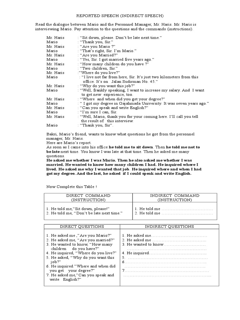 ENG Reported Speech | PDF