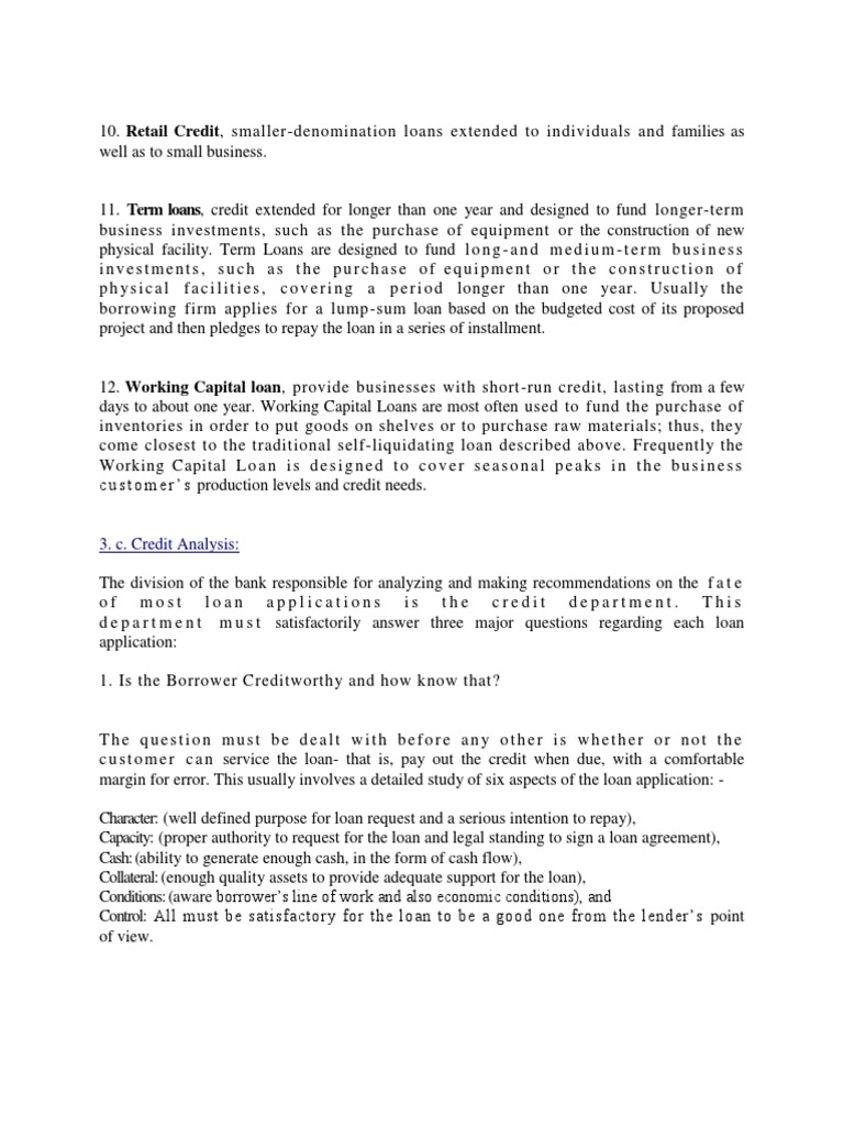 C. Credit Analysis | PDF | Collateral (Finance) | Loans