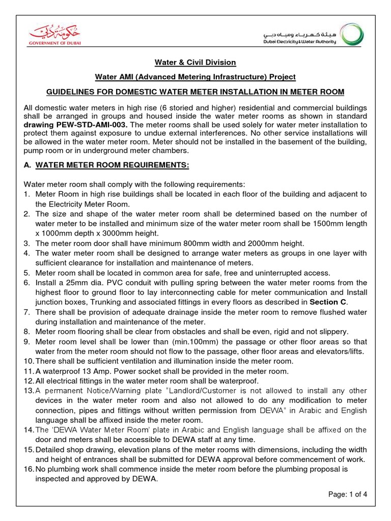 Water Meter Installation Dewa | PDF | Plumbing | Valve