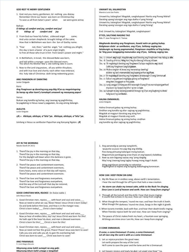 Song Sheet For Advent | PDF | Jesus | Religious Behaviour And Experience