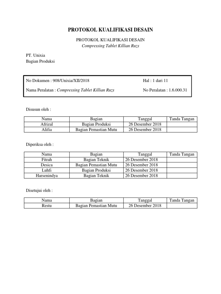 Protokol Kualifikasi Desain | PDF