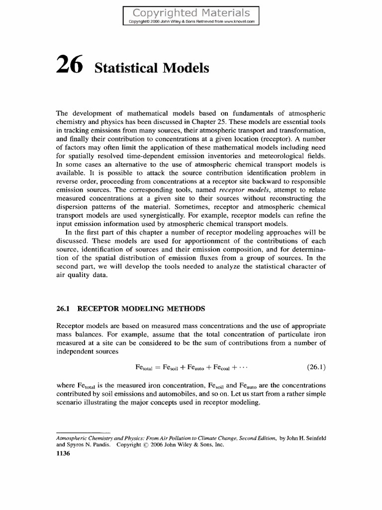 Statistical Models: 26.1 Receptor Modeling Methods | PDF | Eigenvalues And Eigenvectors ...