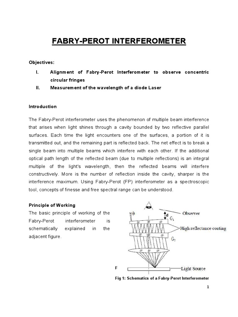 Fabry Perot Interferometer | PDF | Interferometry | Optics