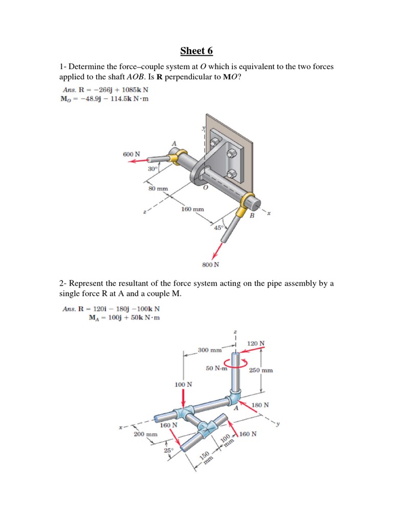 Statics Sheet | PDF | Force | Electrical Connector