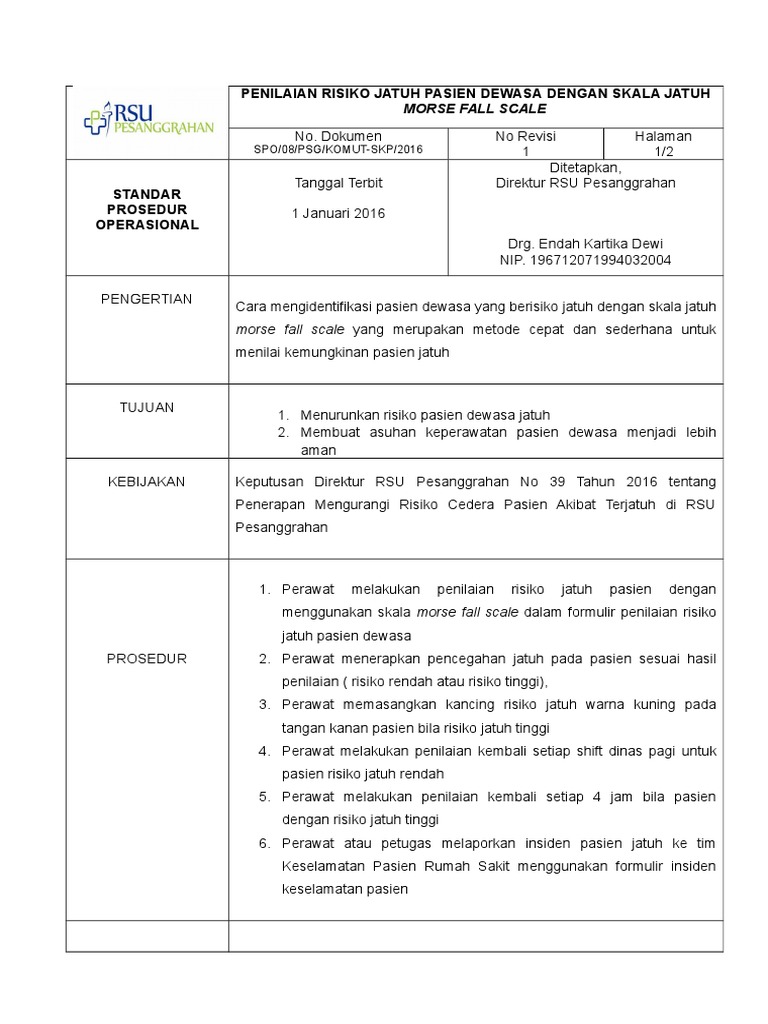 Spo Penilaian Morse Fall Scale | PDF