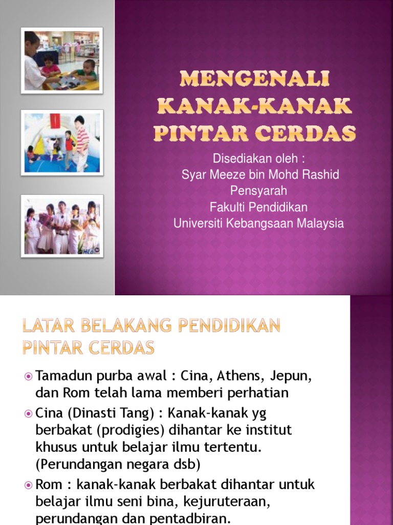 PINTAR CERDASMengenali Kanak-Kanak Pintar Cerdas | PDF