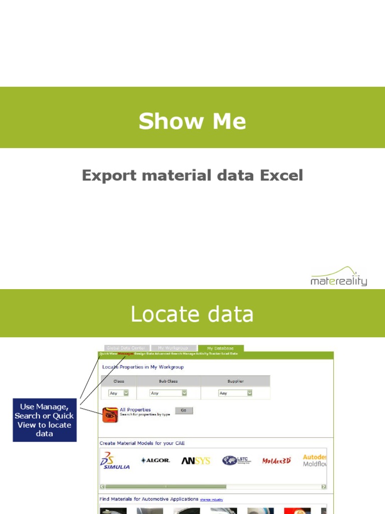 Export Material Data to Excel | PDF