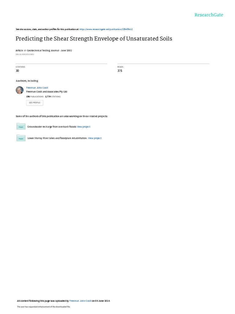 Shear Strength Envelope | PDF | Geotechnical Engineering | Soil