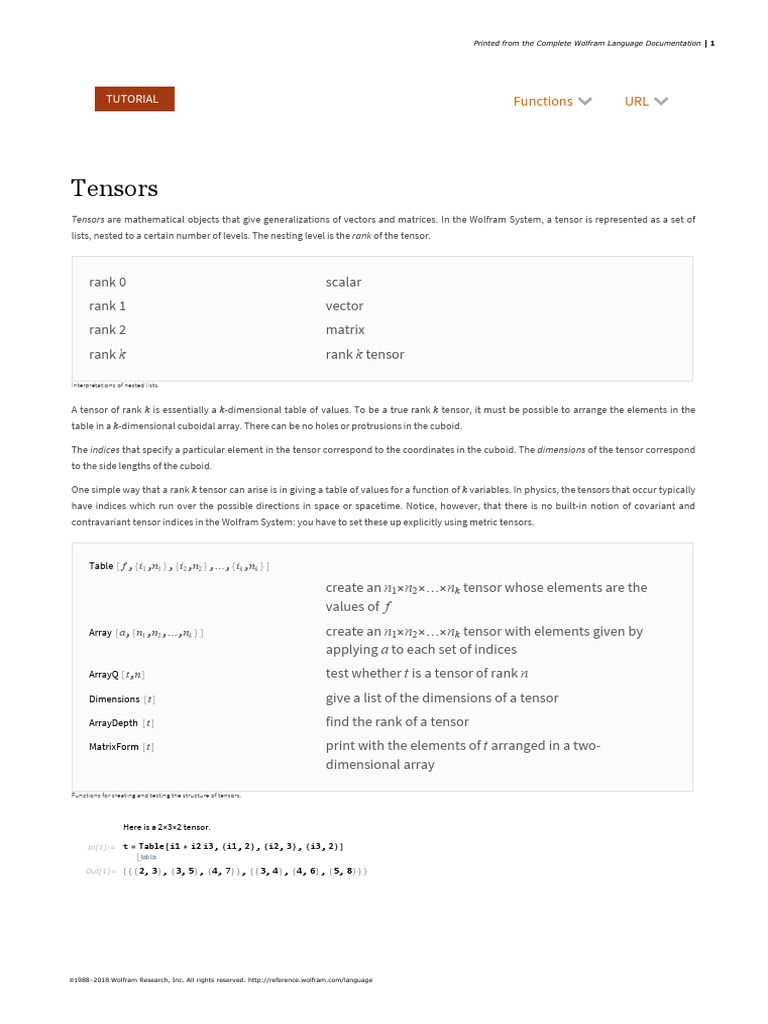 Tensors in Mathematica | PDF | Tensor | Matrix (Mathematics)