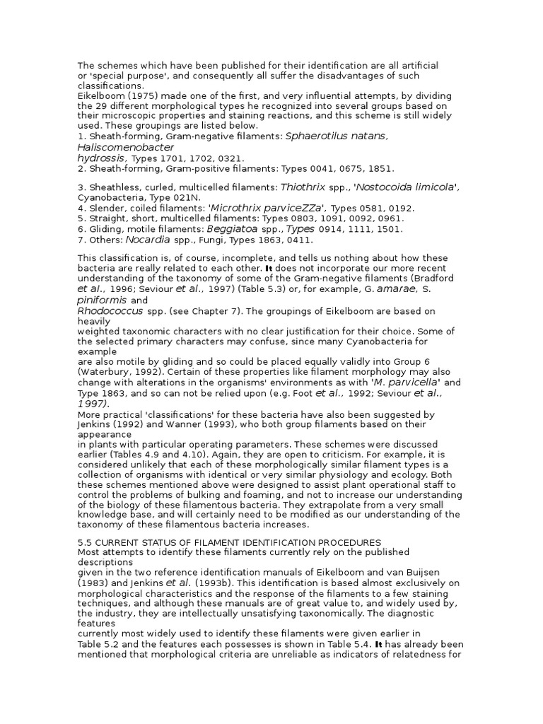 Sphaerotilus Natans, Haliscomenobacter Hydrossis, Thiothrix 'Nostocoida ...